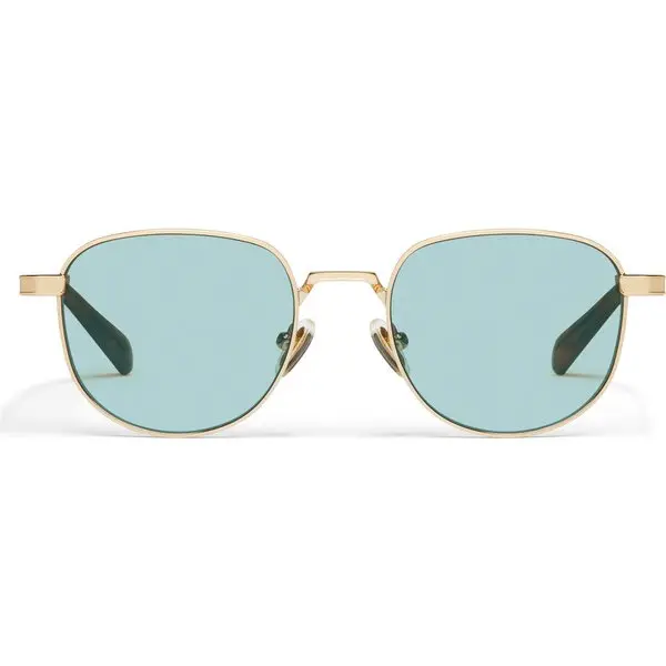 Quay Round Frame Sunglasses - Gold/aqua