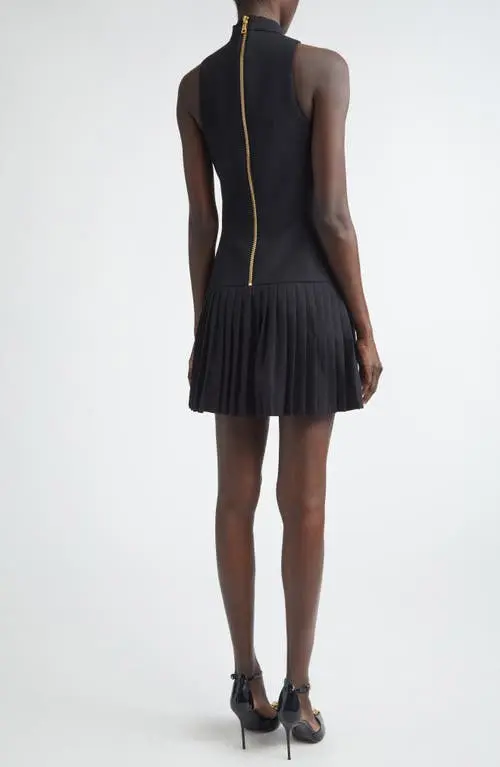 Balmain Belted Wool Grain De Poudre Minidress