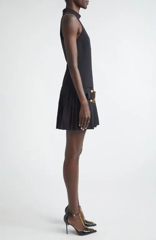 Balmain Belted Wool Grain De Poudre Minidress
