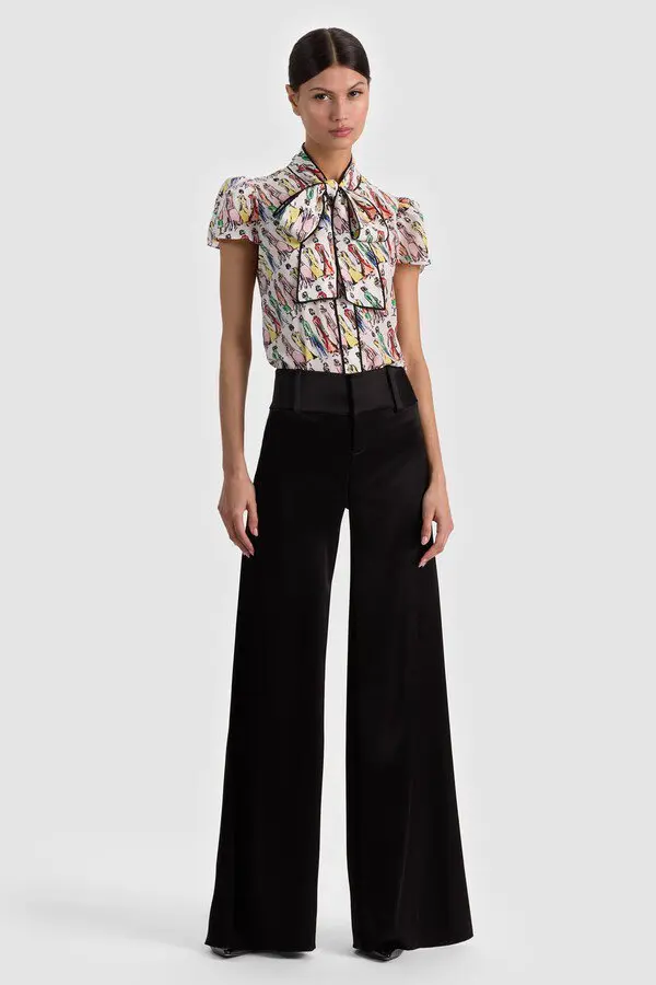 Alice + Olivia Jeannie Staceface Silk Blouse