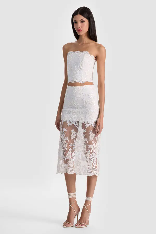 Alice + Olivia Embellished Lace Bandeau Top