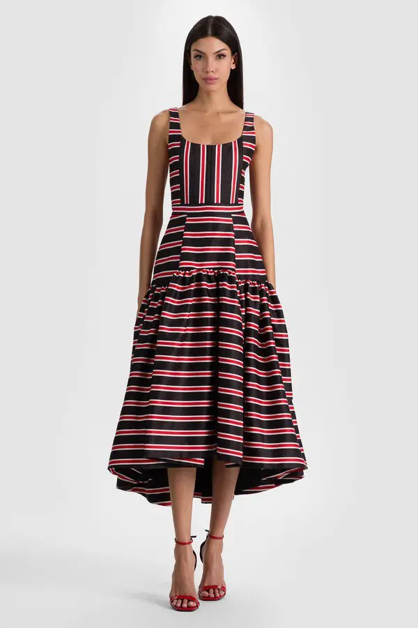 Alice + Olivia Diana Structured Midi Dress - Stripe