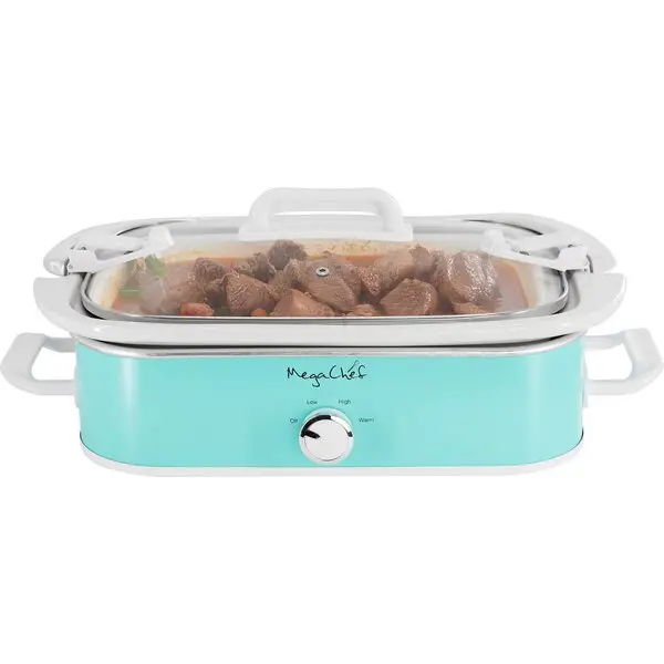 MEGACHEF 3.5 Quart Casserole Slow Cooker With 3 Temperature Settings In Turquoise - Blue
