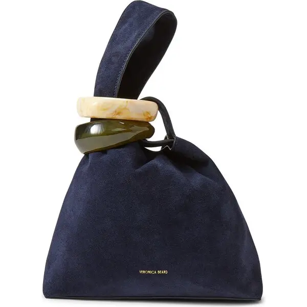 Veronica Beard Suede Top Handle Bag - Navy