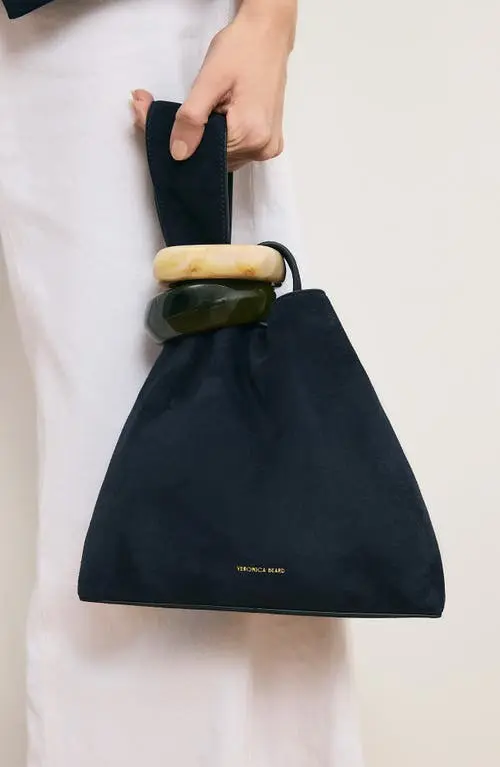 Veronica Beard Suede Top Handle Bag - Navy