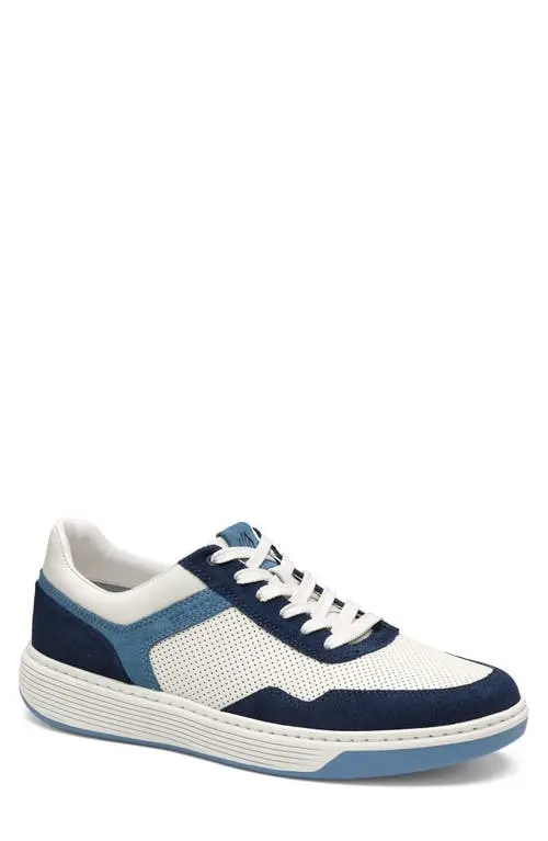 Johnston & Murphy Dawson Sneaker - White Full Grain/blue/navy