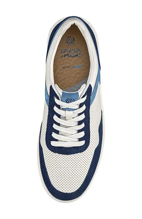 Johnston & Murphy Dawson Sneaker - White Full Grain/blue/navy