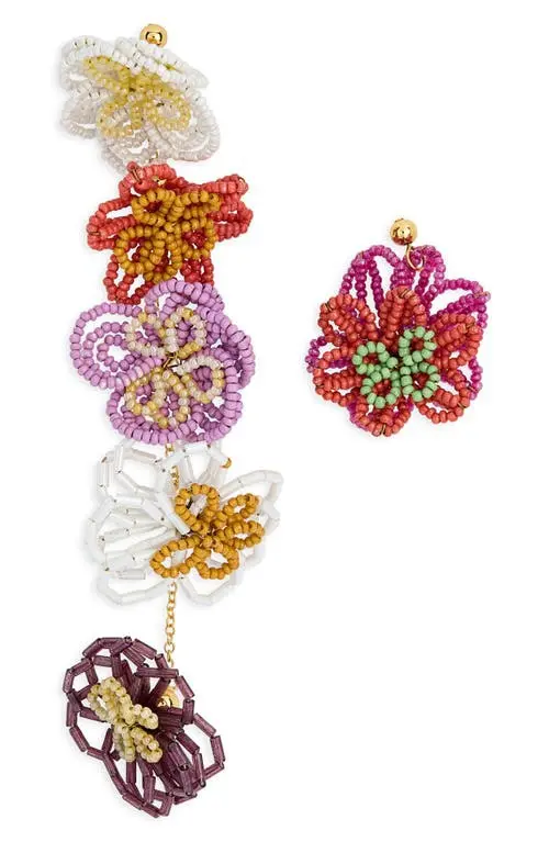 Cult Gaia Fabi Asymmetric Flower Earrings - Qajar Rose Multi