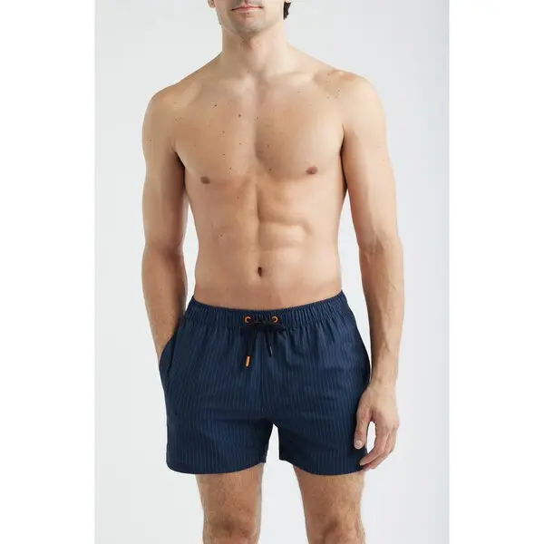 SAVE THE DUCK Ademir Swim Trunks - Navy Blue Pinstriped