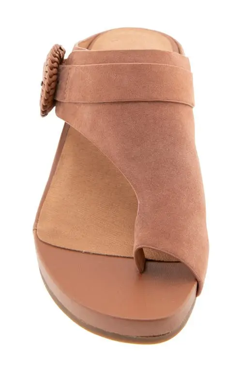 Gentle Souls Galina Toe Loop Wedge Sandal - Mocha Suede