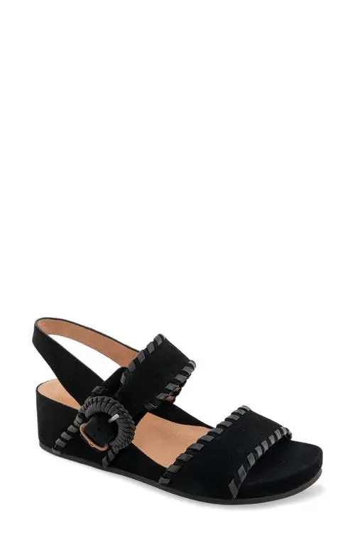 Gentle Souls Gayle Slingback Wedge Sandal - Black Suede
