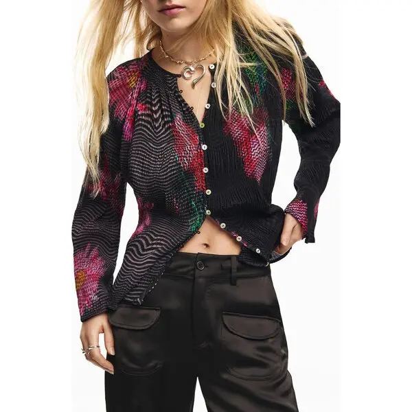 Desigual Long Sleeve Wavy Stripe Top