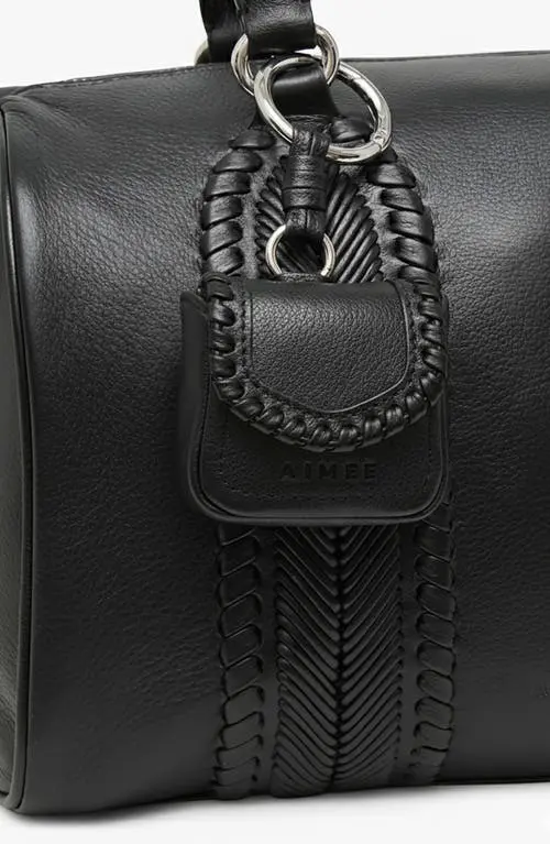 AIMEE Leather Bag Charm - Black