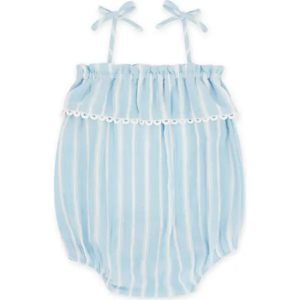 FEATHER 4 ARROW Bonita Stripe Cotton Bubble Romper - Crystal Blue