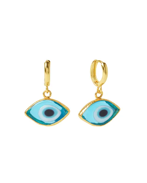 OTTOMAN HANDS Bronte Glass Evil Eye Huggie Earrings - Gold