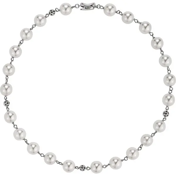 RETRO CHIC Leopard Shell Pearl Collar Necklace - White