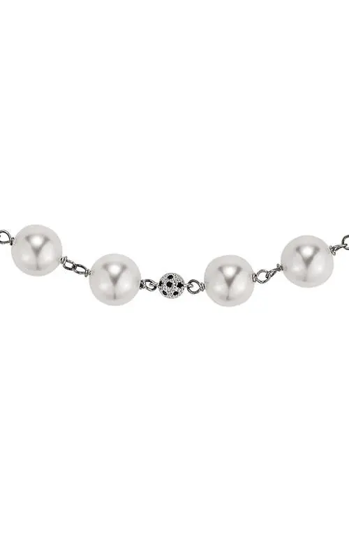RETRO CHIC Leopard Shell Pearl Collar Necklace - White