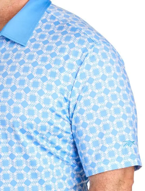 REEBOK Big & Tall Mosaic Geometric Performance Polo Shirt - Peri Blue