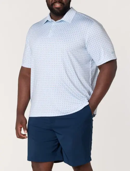 REEBOK Big & Tall Mini Geometric Print Performance Polo Shirt - Ice Blue
