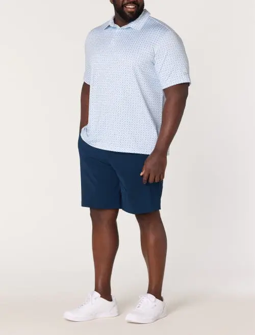 REEBOK Big & Tall Mini Geometric Print Performance Polo Shirt - Ice Blue