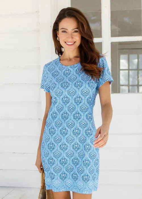 CABANA LIFE Short Sleeve Shift Dress - Harbor
