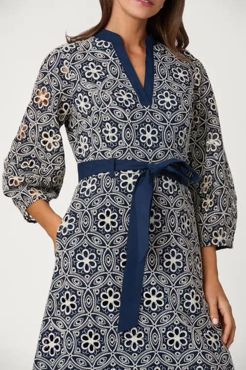 Shoshanna Medallion Cotton Eyelet Ralston Midi Dress
