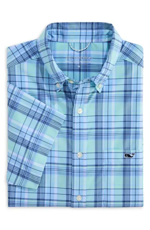 Vineyard Vines Plaid Short Sleeve Upf 30+ Button-down Shirt