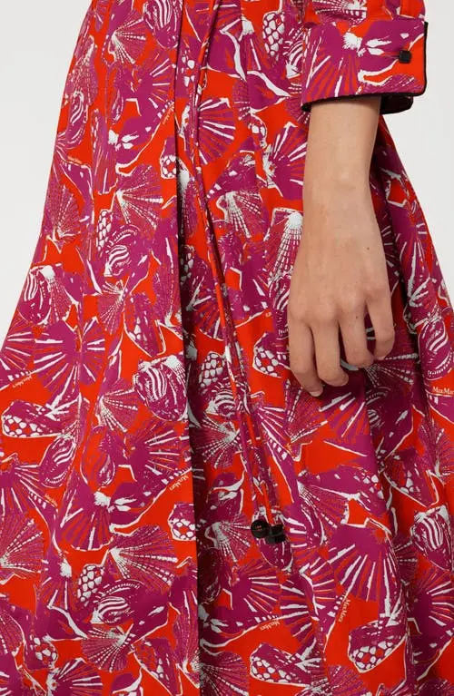 Max Mara Camino Shell Print Cotton Poplin Wrap Dress - Coral