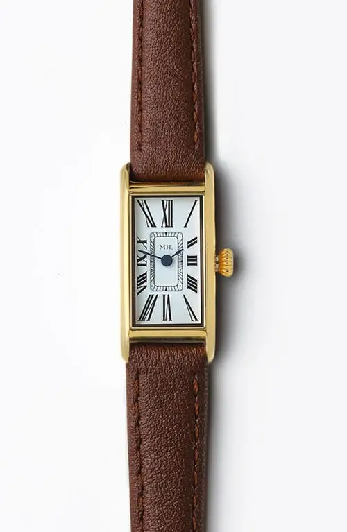 MARCH HARE WATCHES The Kimsey Classic Watch - Gold Watch - Brown Strap