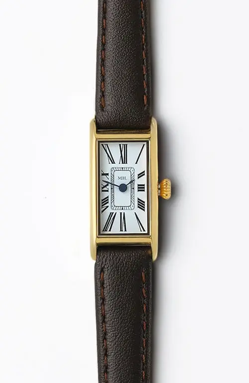 MARCH HARE WATCHES The Kimsey Classic Watch - Gold Watch - Espresso Strap