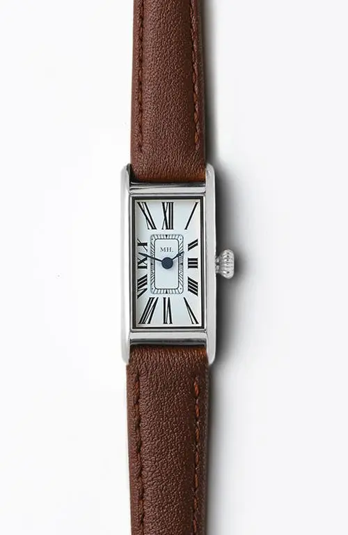 MARCH HARE WATCHES The Kimsey Classic Watch - Silver Watch - Brown Strap