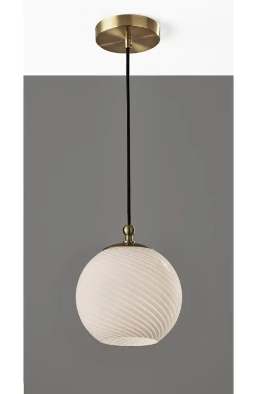 ADESSO Swirl Antiqued Brass Pendant Light