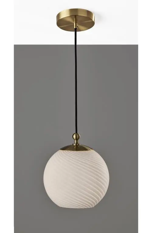 ADESSO Swirl Antiqued Brass Pendant Light