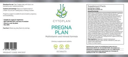 CYTOPLAN Pregna-plan Pregnancy Multivitamin 60 Usa