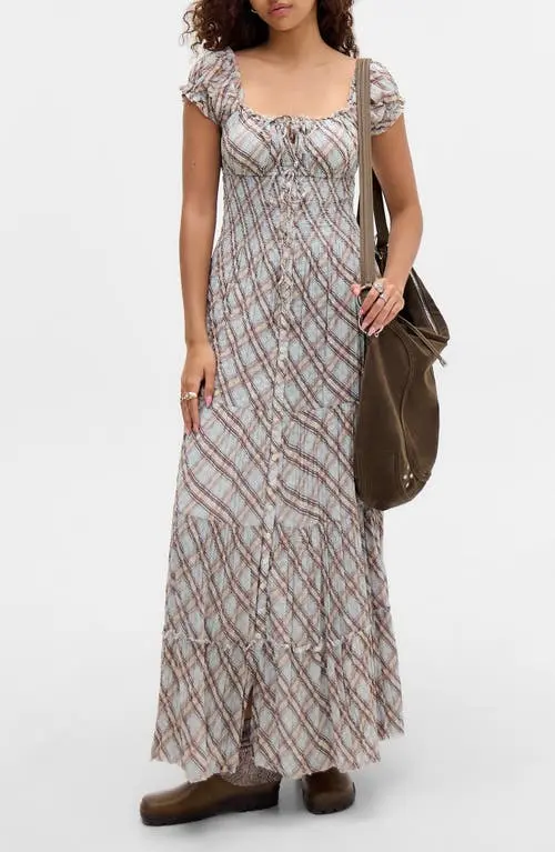 BDG URBAN OUTFITTERS Tiana Check Maxi Dress - Blue Check
