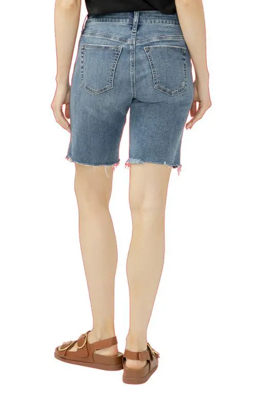 SILVER JEANS CO. Elyse Curvy Raw Hem Denim Bermuda Shorts