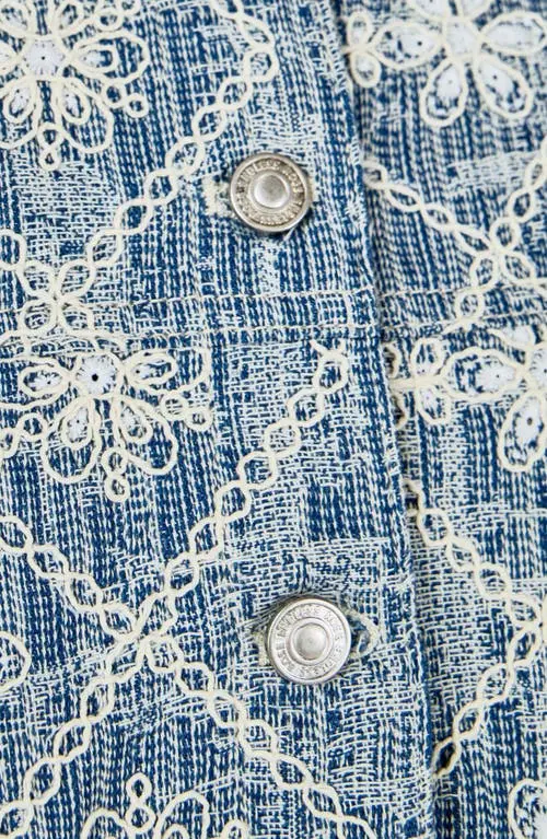 Endless Rose Floral Embroidered Denim Jacket