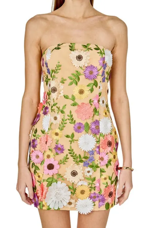 Endless Rose Floral Embroidered Strapless Minidress