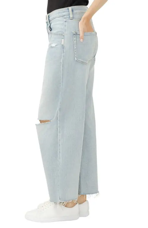 SILVER JEANS CO. Be Easy Raw Hem Crop Wide Leg Jeans