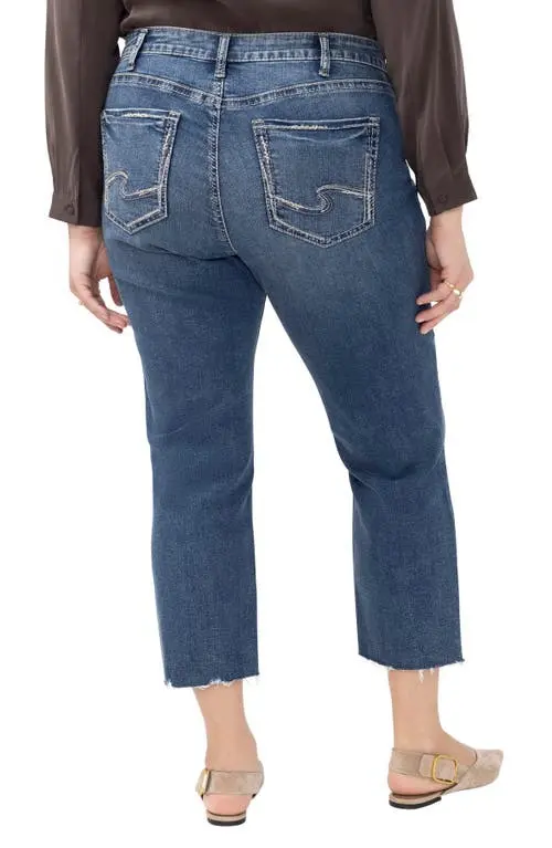 SILVER JEANS CO. Avery Curvy Ripped Raw Hem Straight Leg Jeans