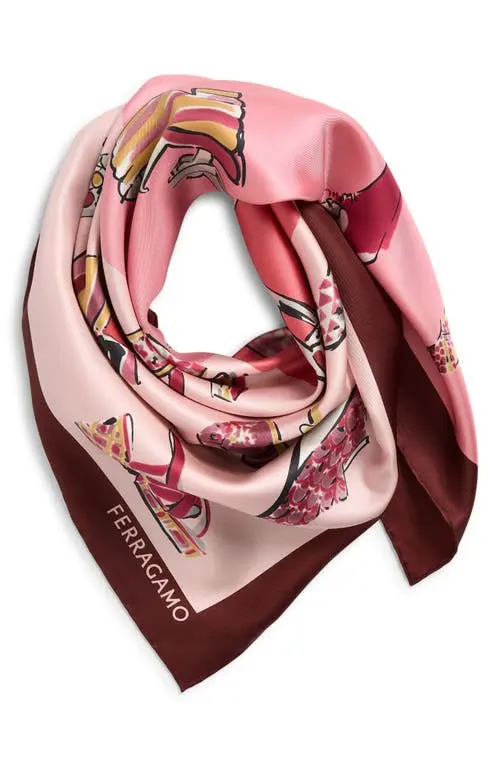 FERRAGAMO Genio Print Silk Square Scarf