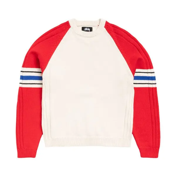 StÜssy Stripe Raglan Crew - Red