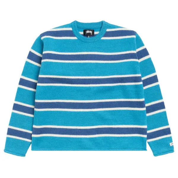 StÜssy Striped Wool Crewneck Sweater - Blue