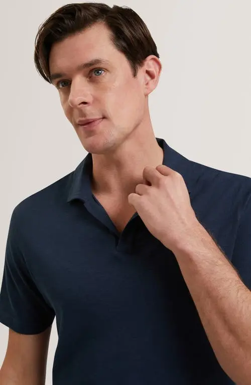 Ted Baker London Anito Cotton & Linen Polo - Navy