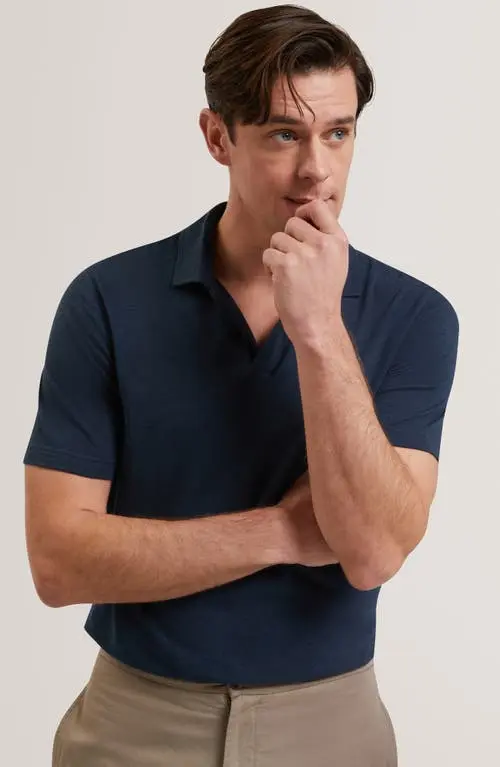 Ted Baker London Anito Cotton & Linen Polo - Navy