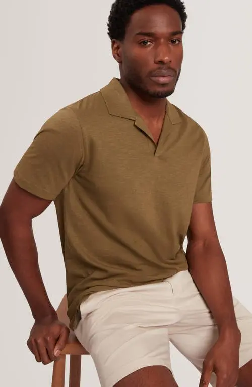 Ted Baker London Anito Cotton & Linen Polo - Olive