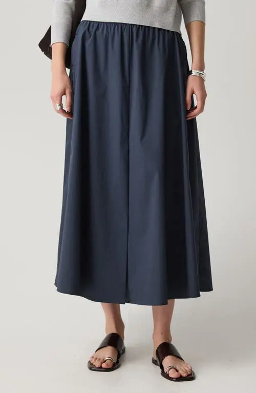 Theory Cotton-blend A-line Midi Skirt - Faded Navy
