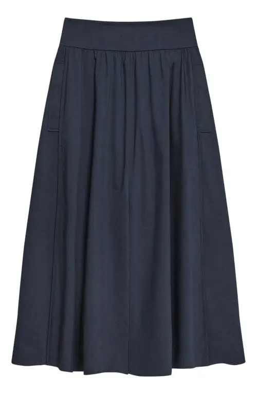 Theory Cotton-blend A-line Midi Skirt - Faded Navy