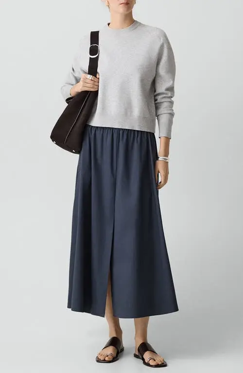 Theory Cotton-blend A-line Midi Skirt - Faded Navy