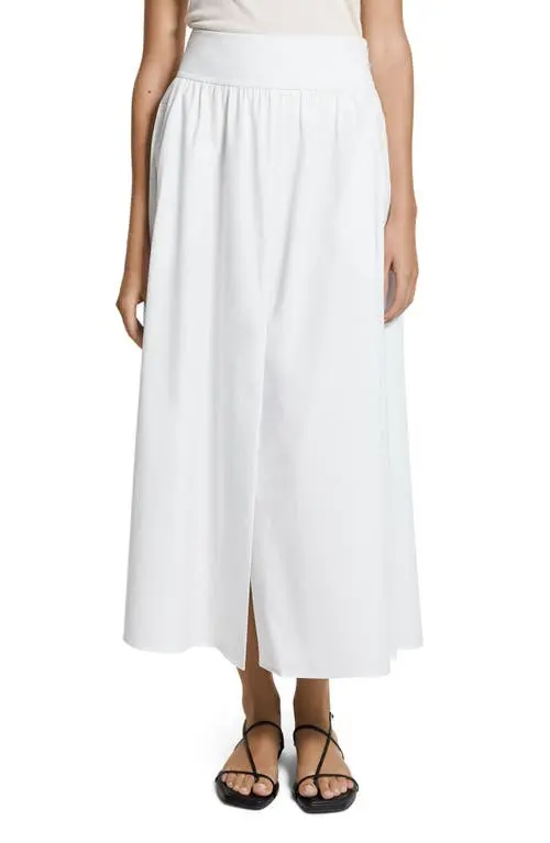 Theory Cotton Blend A-line Midi Skirt - White